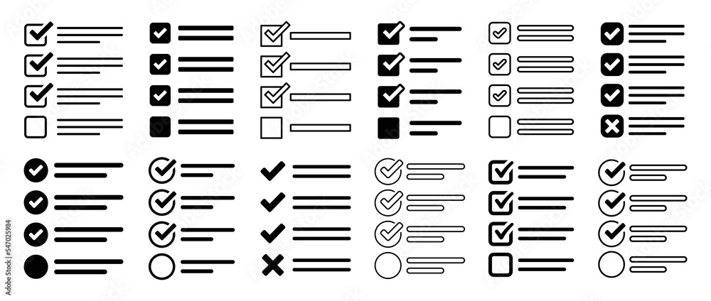 Checklist icon set. List icon collection isolated on white background ...