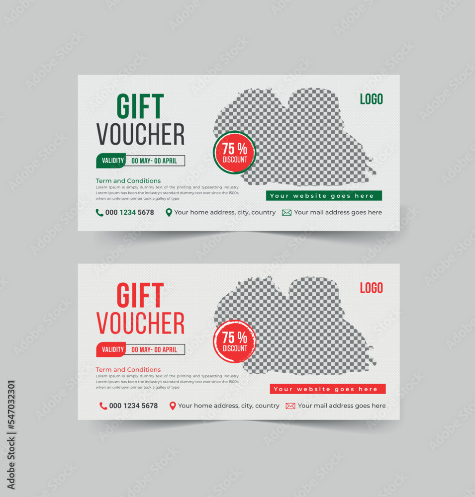 Gift card, coupon design for food business or Discount voucher fast ...