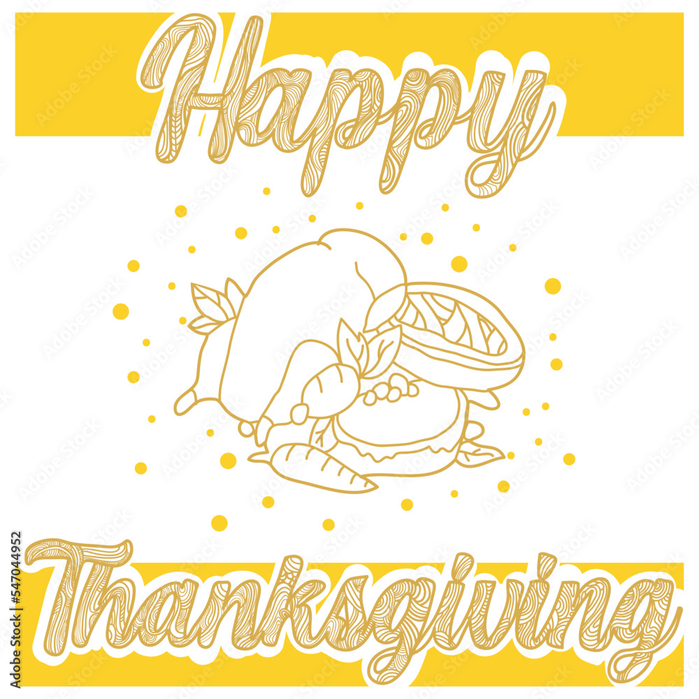 Thanksgiving card vector design hand drawing with line art style and ...