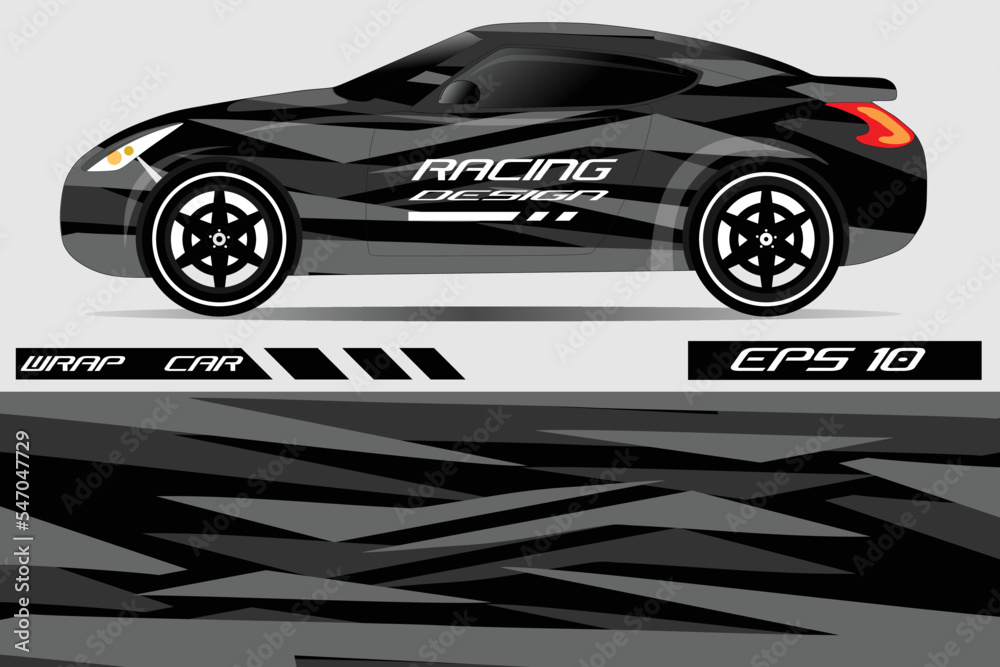 Car sticker wrap design vector. Graphic abstract line racing background ...