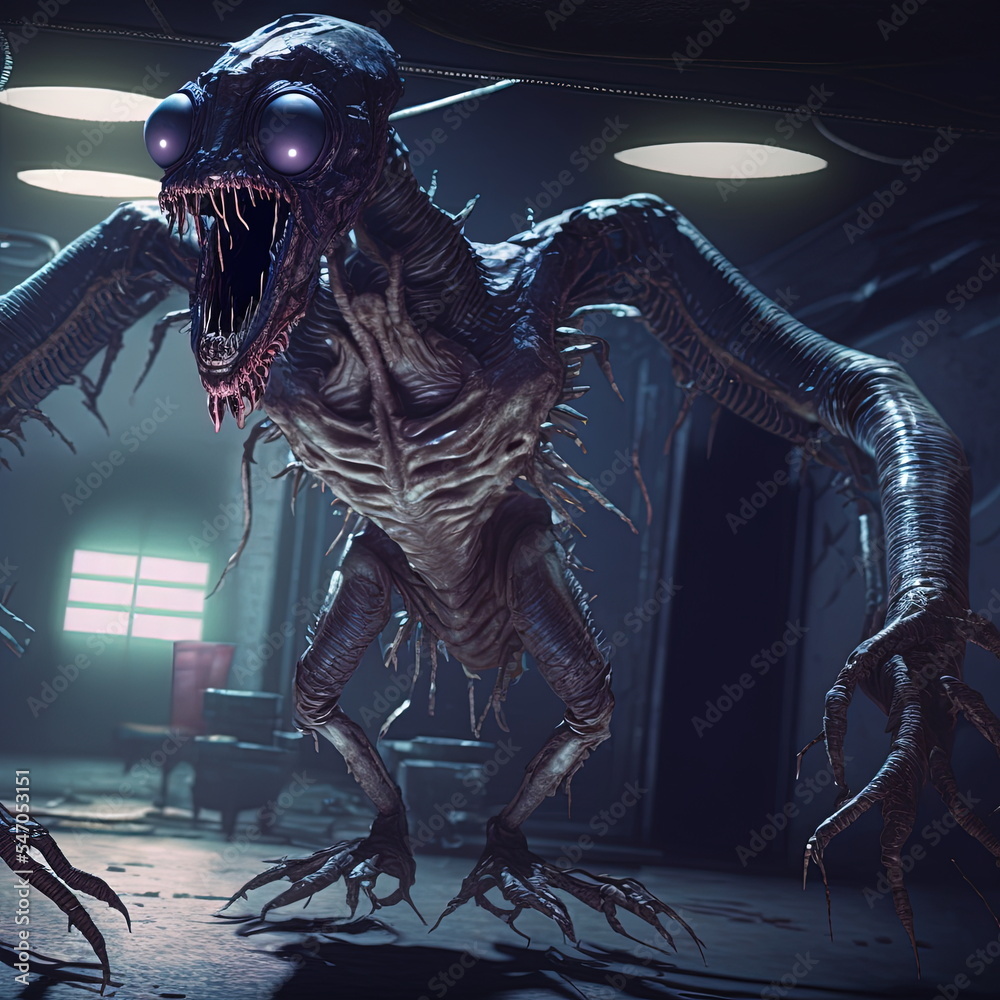 realistic skin Alien monster screaming in a cinematic dramatic lighting ...