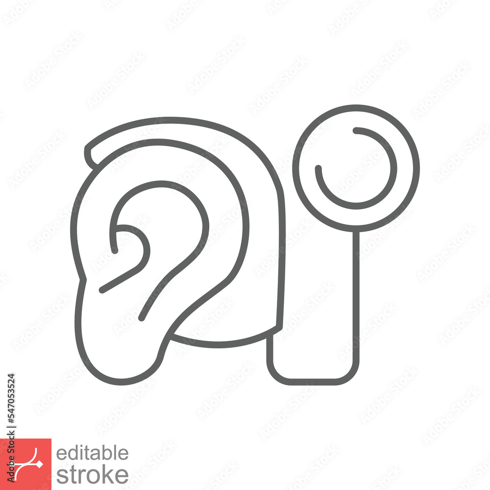 Cochlear implant icon. Simple outline style. Cybernetics, human ear ...
