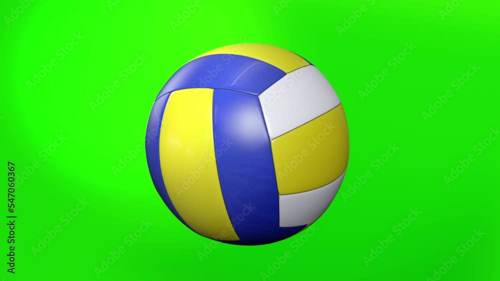Volleyball Ball on Green Screen Volleyball Ball 3d Animation of ...