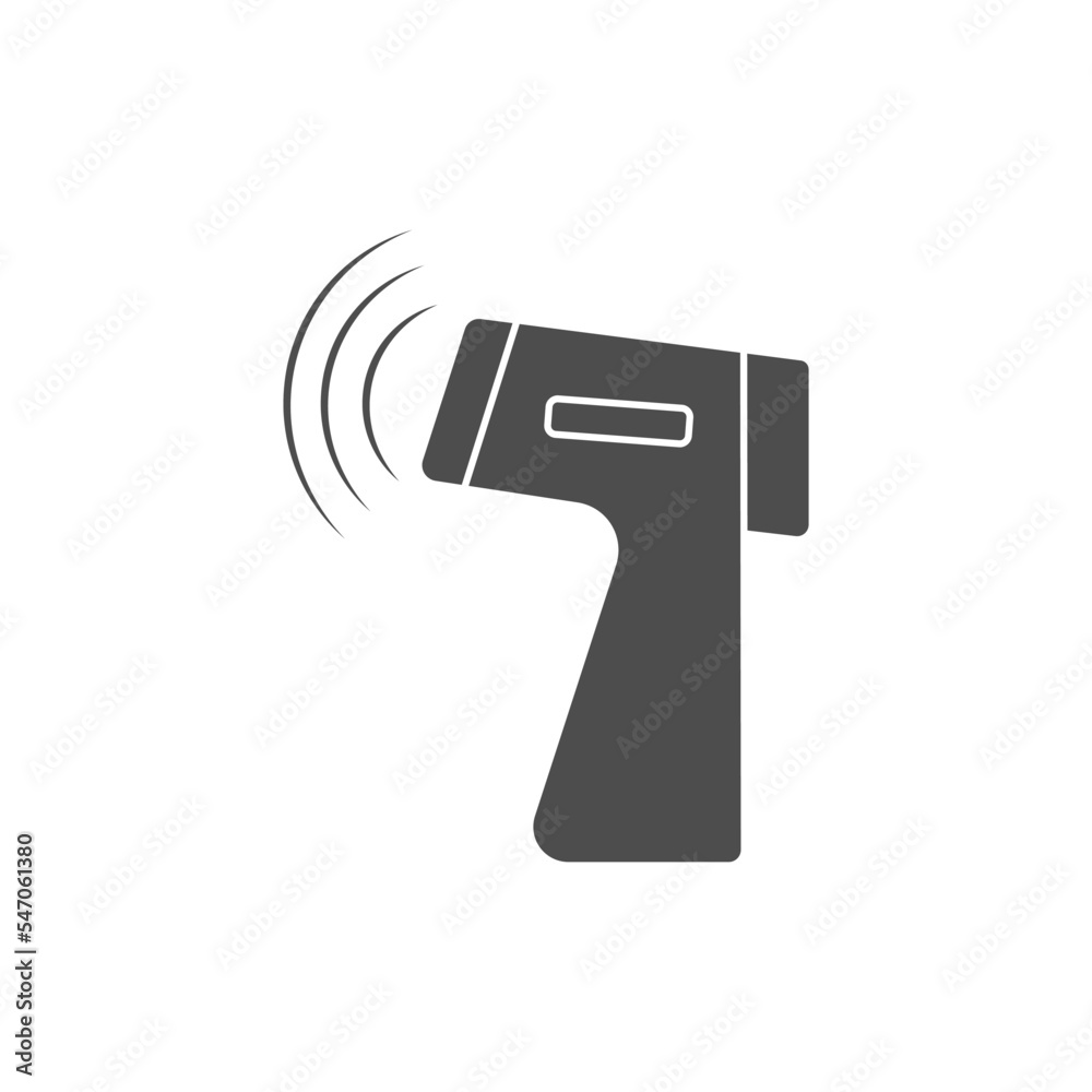 Vector illustration of a forehead thermometer silhouette on a white ...