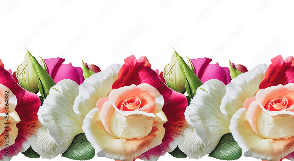 Seamless floral border on transparent background. Elegant flowers ...