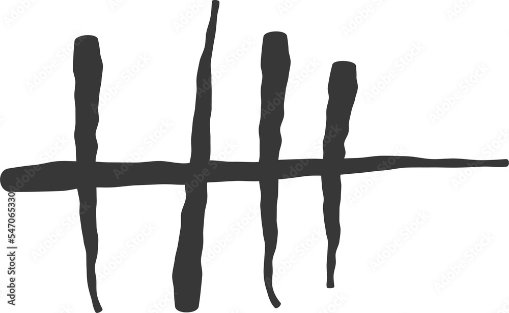 Tally marks. Counting sign on the walls of the prison. Notches for ...