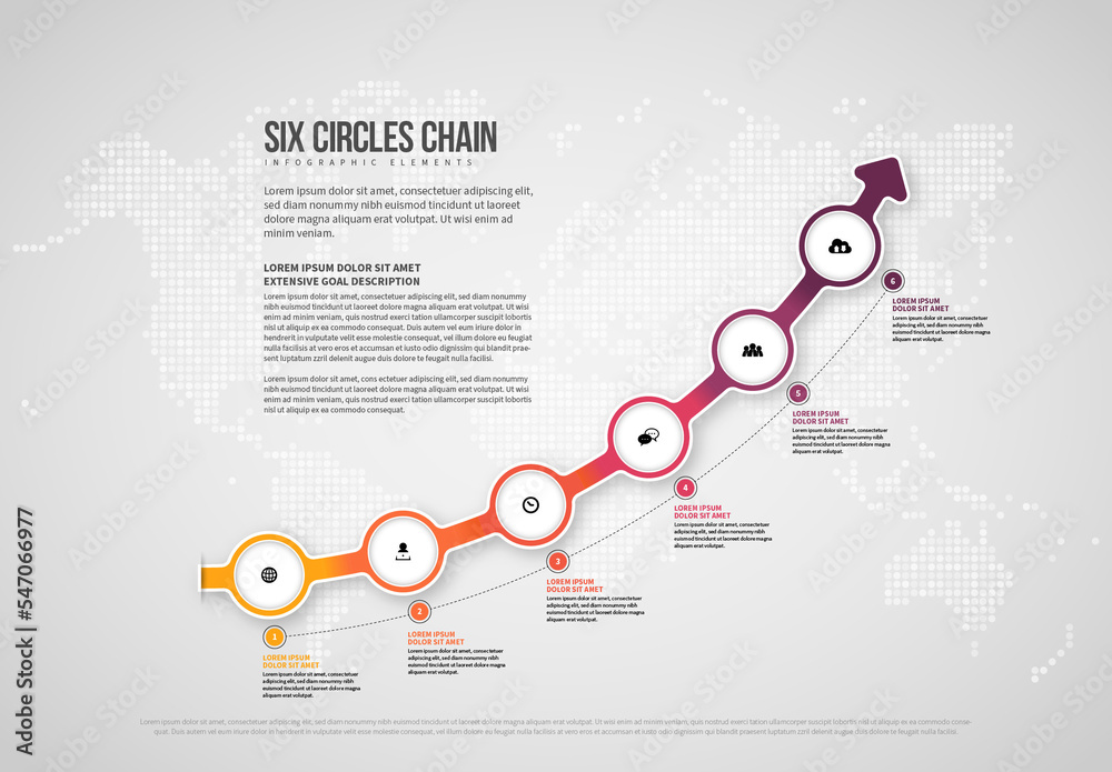 Six Circles Chain Infographic Stock Template | Adobe Stock