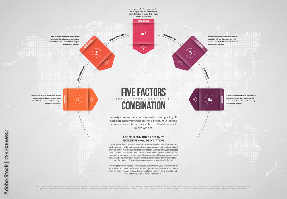 Five Factors Combination Infographic Stock Template | Adobe Stock