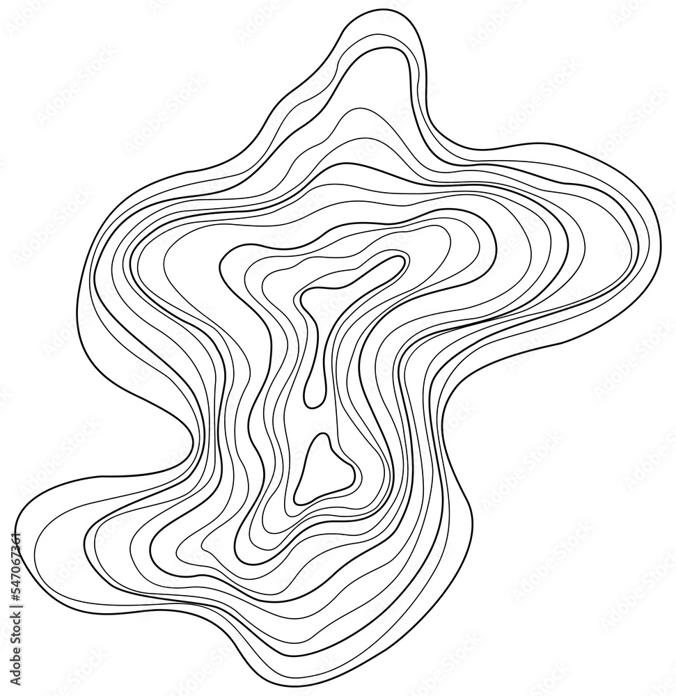 Abstract tree ring. Png topographic map design element. Contour map ...