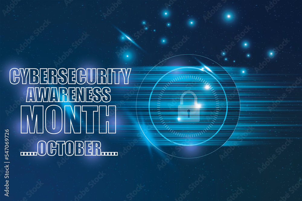 NEW Modern Cybersecurity awareness month background with lock open and ...