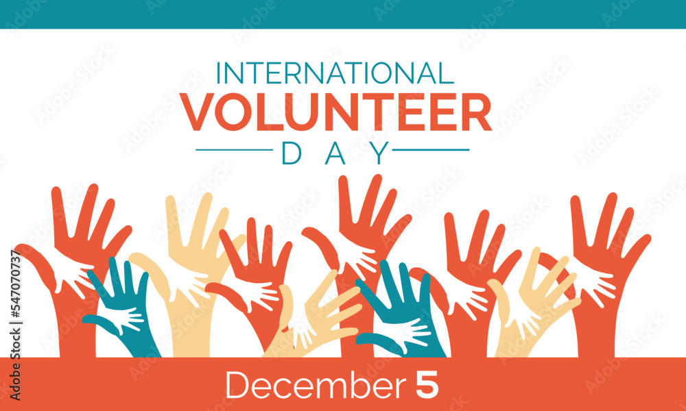 Volunteer day minimalist vector banner, poster, background with hands ...