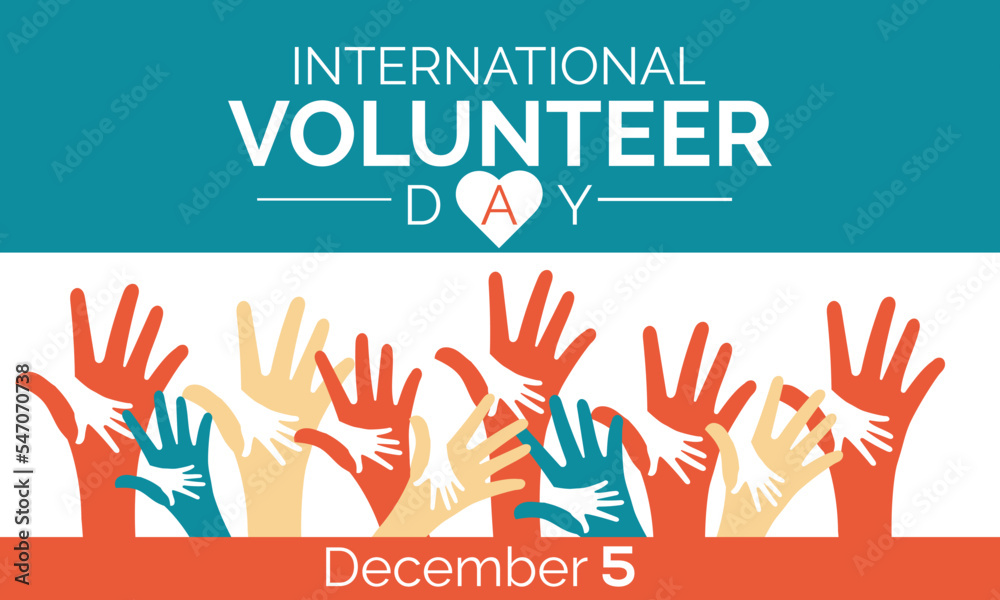 Volunteer day minimalist vector banner, poster, background with hands ...