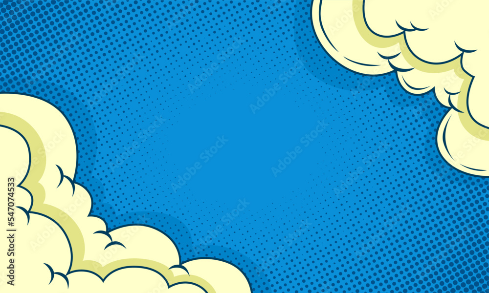 Comic cartoon blue background with cloud illustration Stock Vector ...