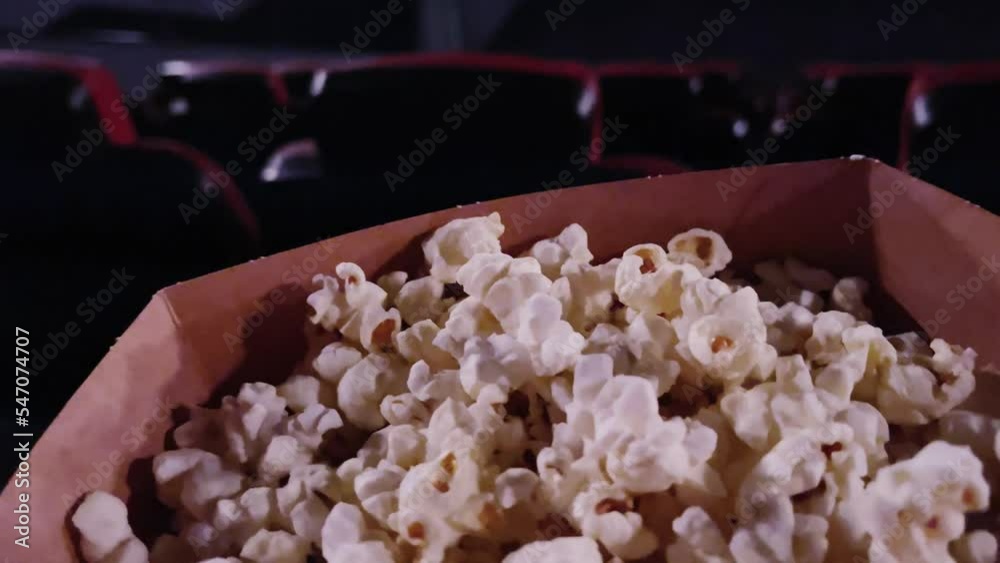 Cinema and entertainment, popcorn box in the movie theatre for tv show ...