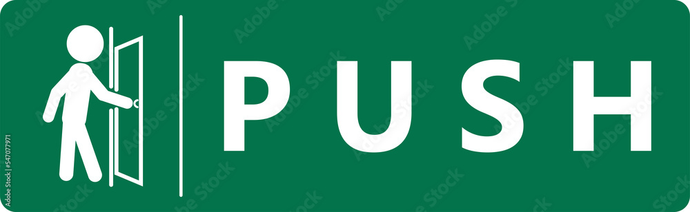 Isolated Trasnparent Push and Pull to open door green square sign ...