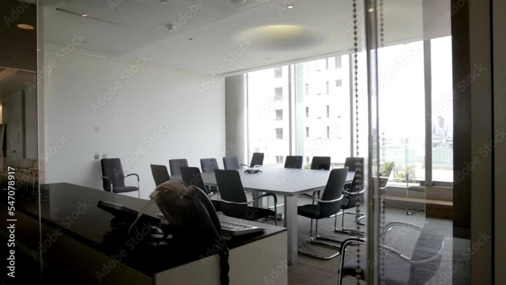 Modern Corporate Office Space Meeting Room Interior Conference Table ...