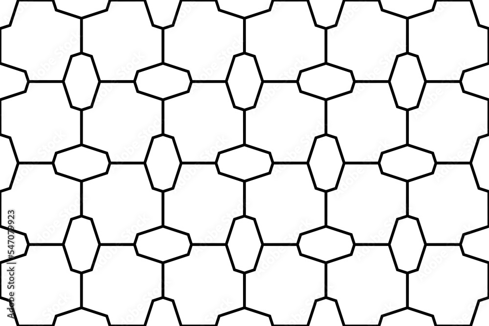 Simple repeating elongated hexagons alternating in a regular square ...