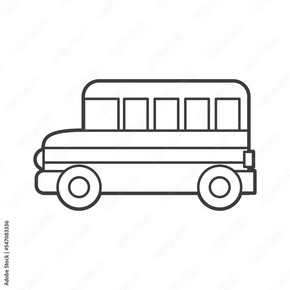 Vector Illustration of an school bus. Icon style with black outline ...