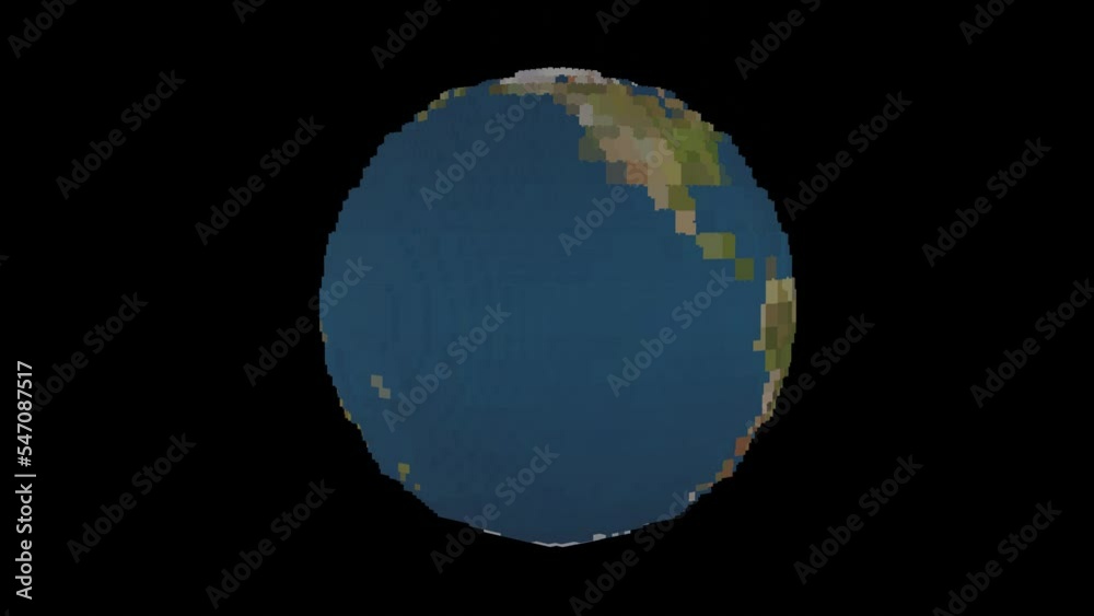3D render of Earth made of toy blocks gradually growing and then ...