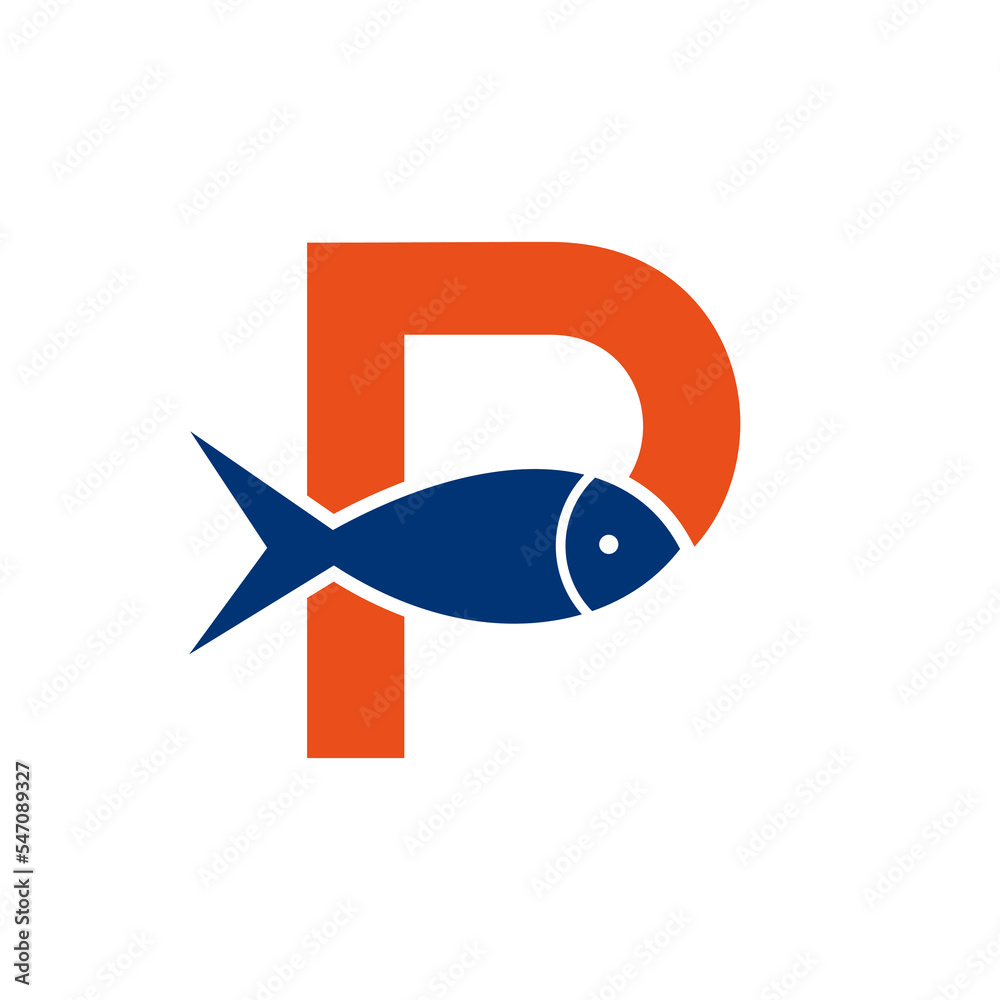Letter P Fish Logo, Ocean Logo Vector Template Stock Vector | Adobe Stock