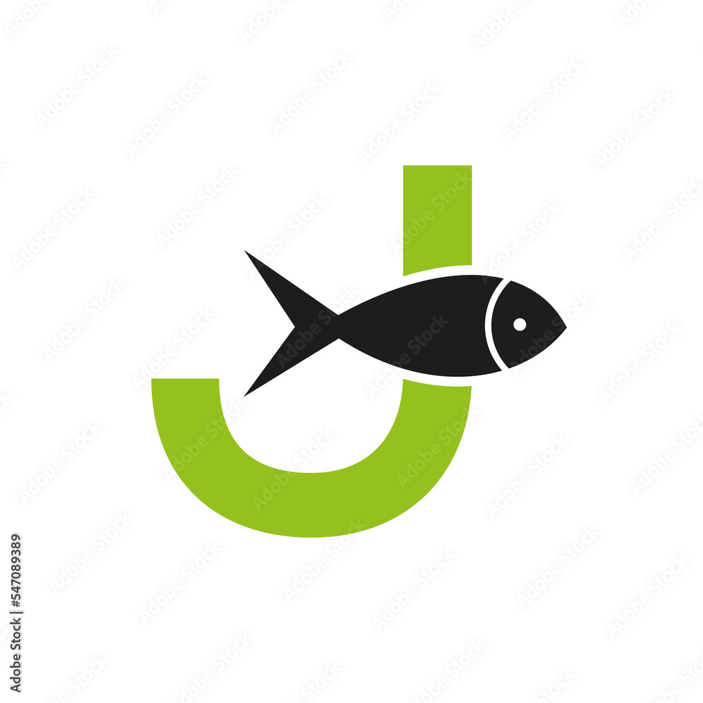 Letter J Fish Logo, Ocean Logo Vector Template Stock Vector | Adobe Stock