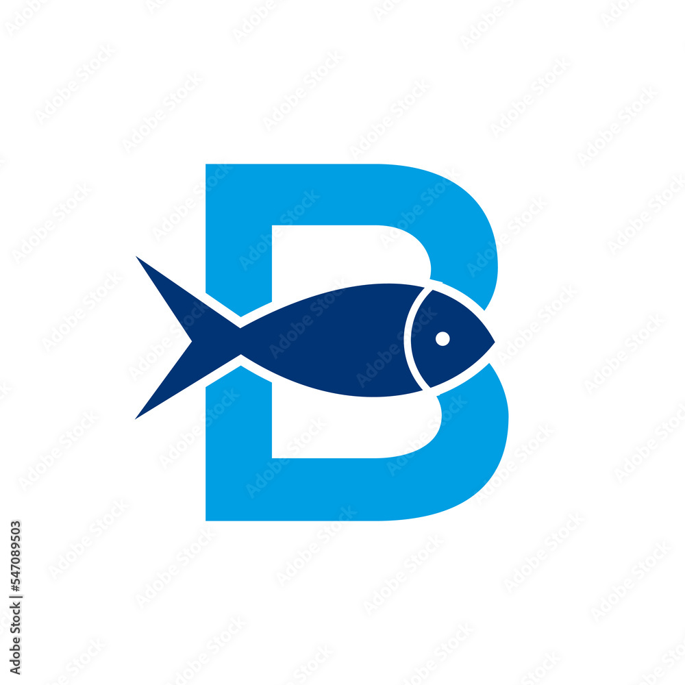 Letter B Fish Logo, Ocean Logo Vector Template Stock Vector | Adobe Stock