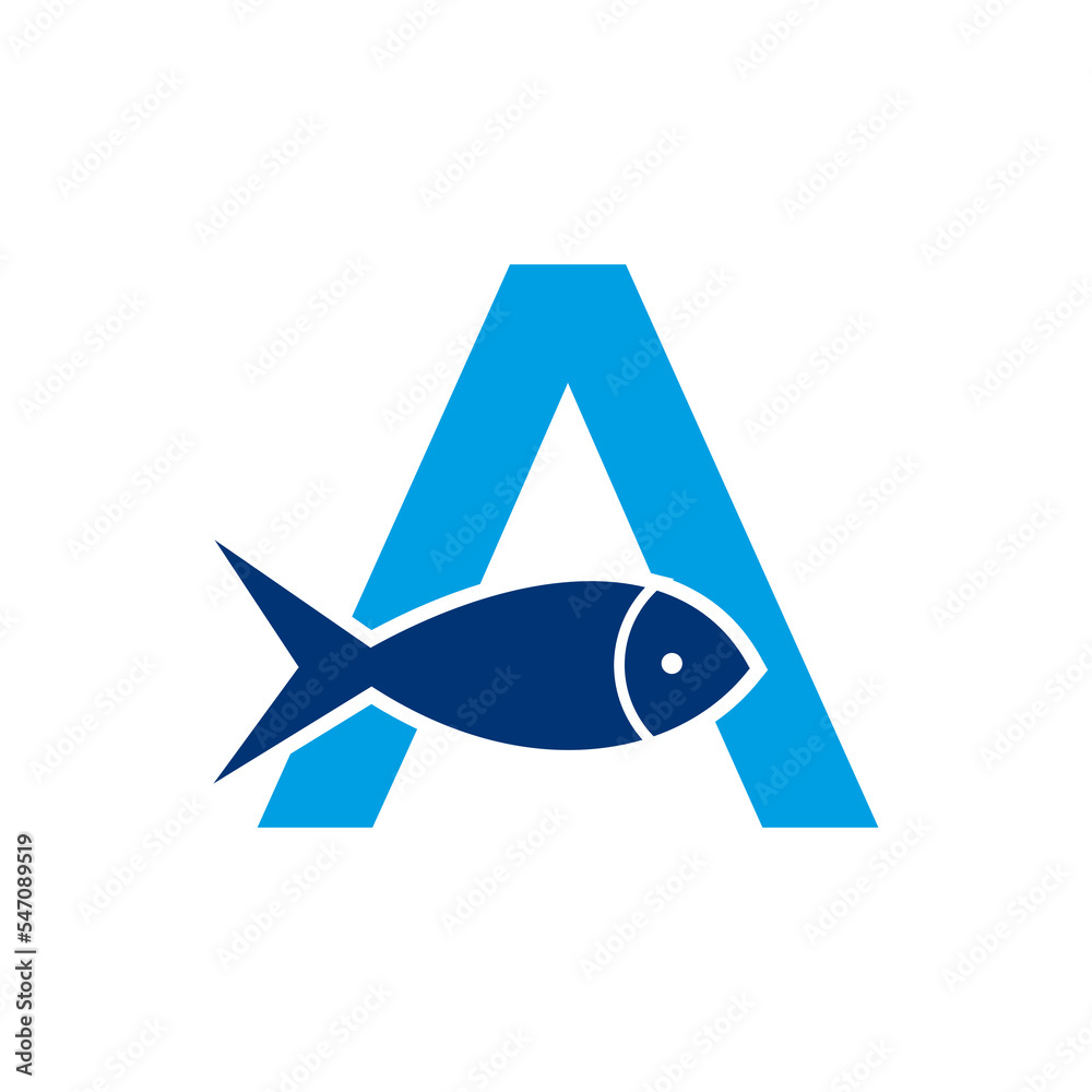 Letter A Fish Logo, Ocean Logo Vector Template Stock Vector | Adobe Stock