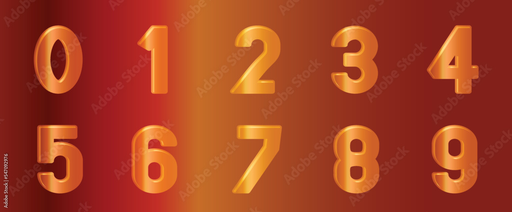 Bronze Numbers font, Numerals Stock Vector | Adobe Stock