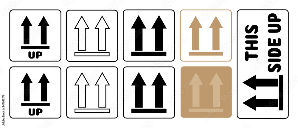 Different Isolated This Side Up Packaging Symbol Set Stock Illustration ...