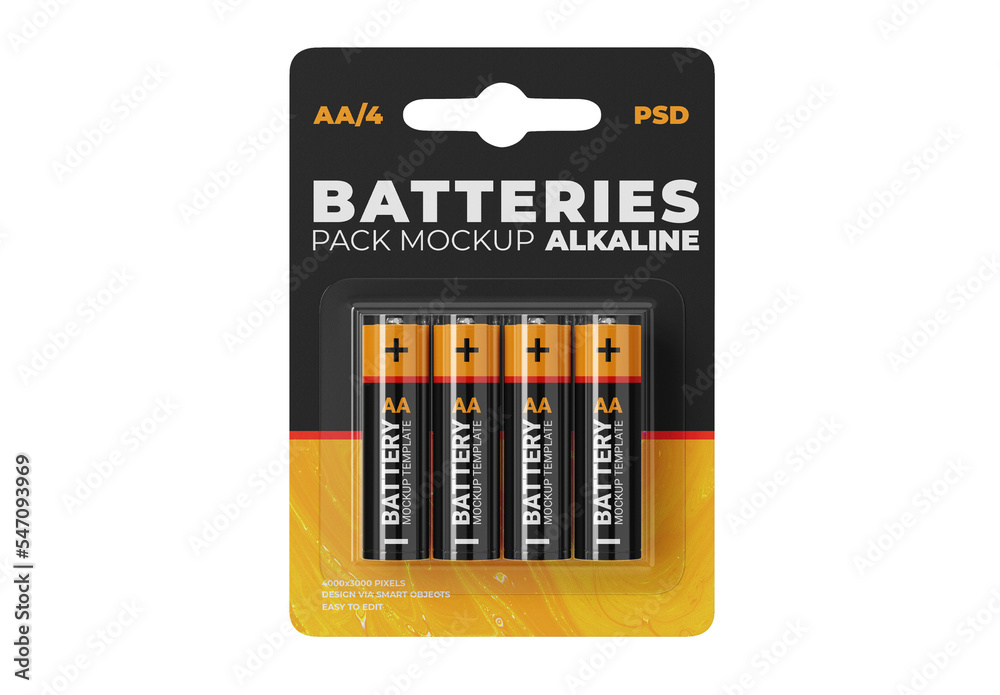 AA-size Battery Package Mockup Template Stock Template | Adobe Stock