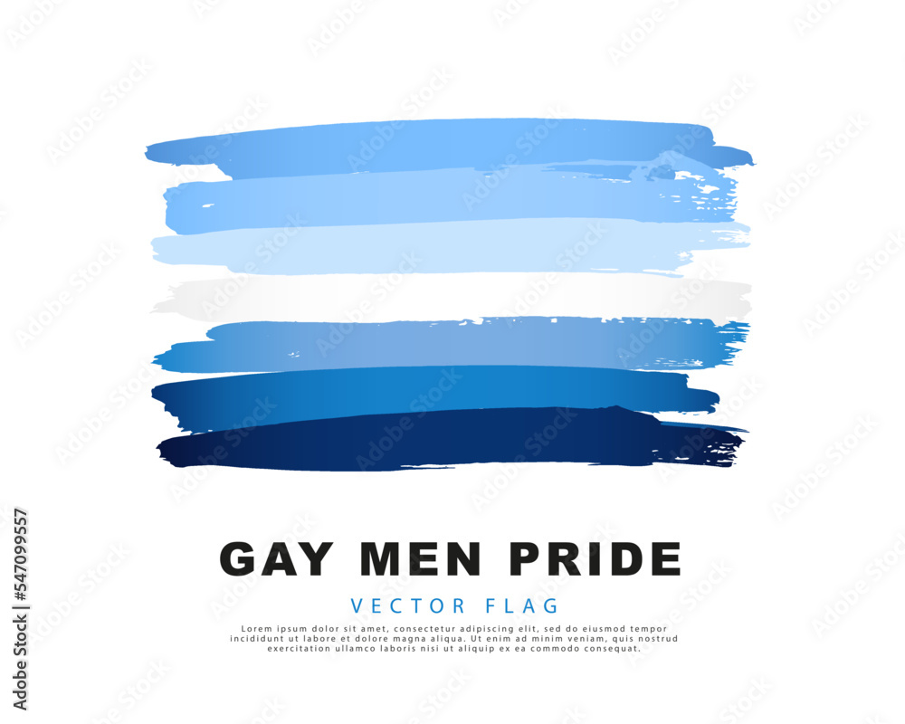 Blue and white brush strokes drawn by hand. Gay men pride flag. Sexual ...