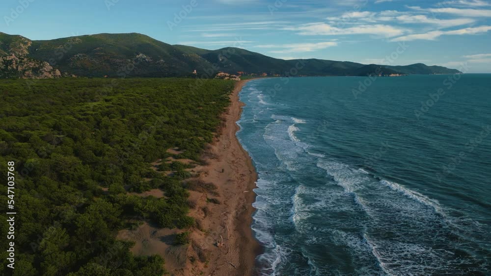 Natural sand beach seaside in Tuscany, Italy. Cinemagraph seamless ...