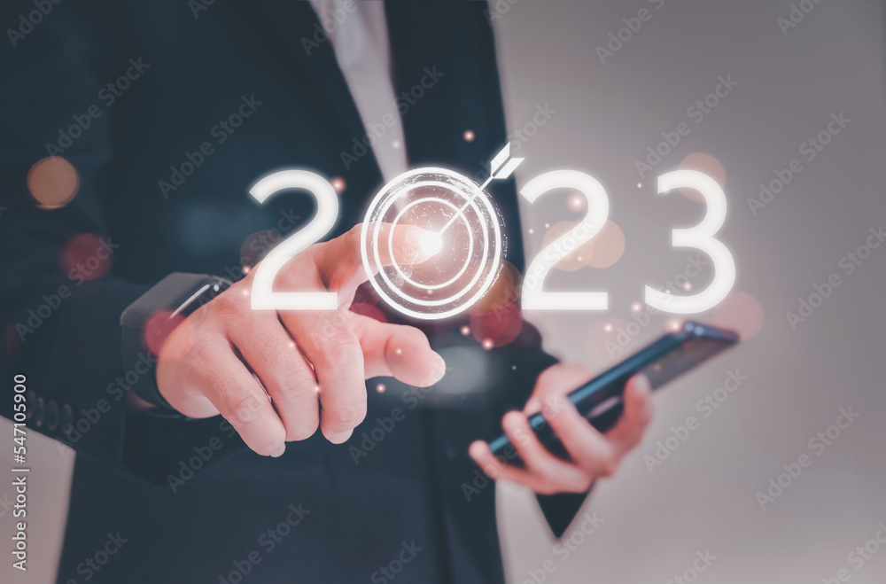 Business target and goal on New year 2023 concept, hand holding 2023 ...