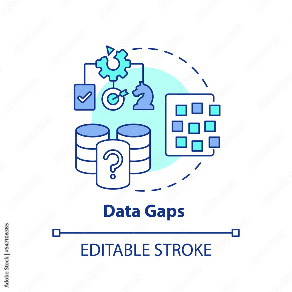 Data gaps concept icon. Missing information. Database management ...