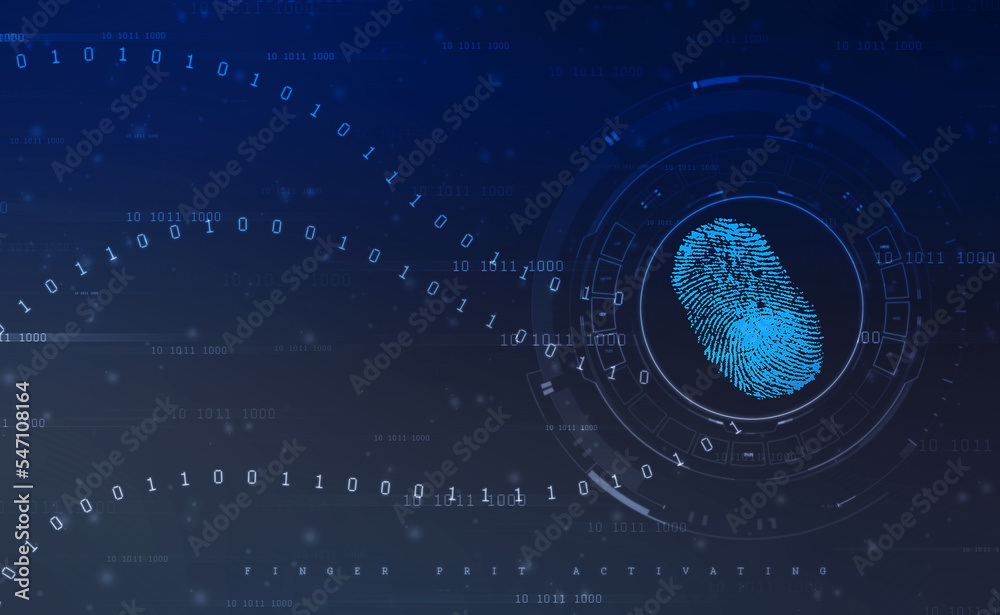 Abstract security system concept with fingerprint on technology ...