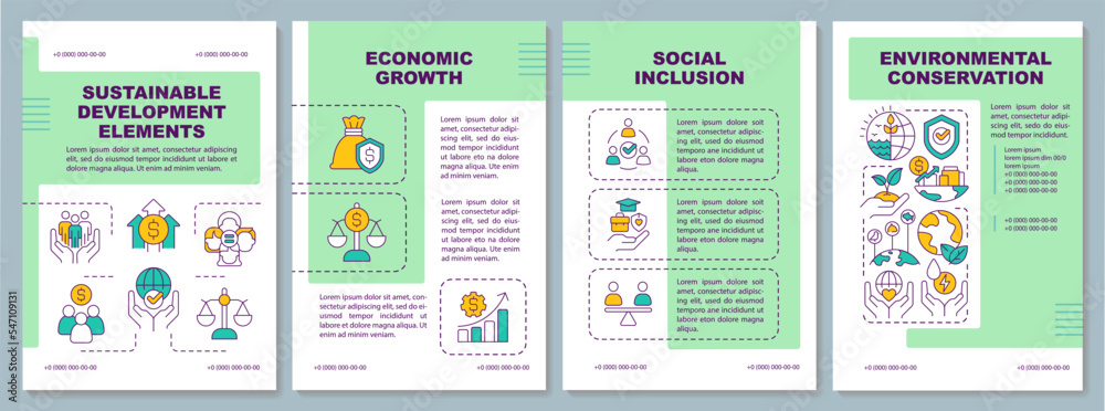 Fundamentals of sustainable development brochure template. Fair economy ...