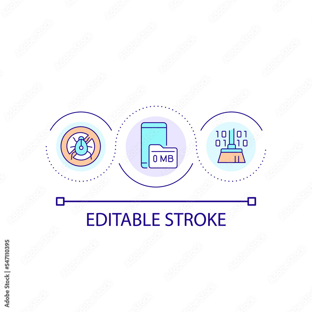 Remove smartphone viruses loop concept icon. Antivirus software. Delete ...