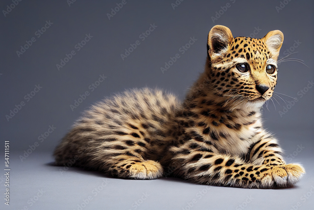 Cute young leopard in studio setting Stock Illustration | Adobe Stock