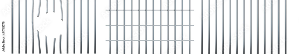 Set of realistic prison metal bars . Iron jail cage. Prison fence jail ...