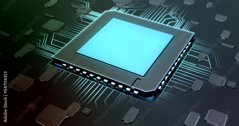 Concept animation shows the process of turning on the CPU in the ...