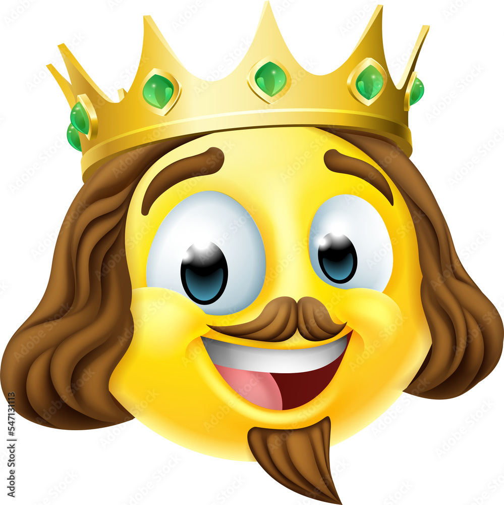King Emoticon Emoji Face Gold Crown Cartoon Icon Stock Illustration ...
