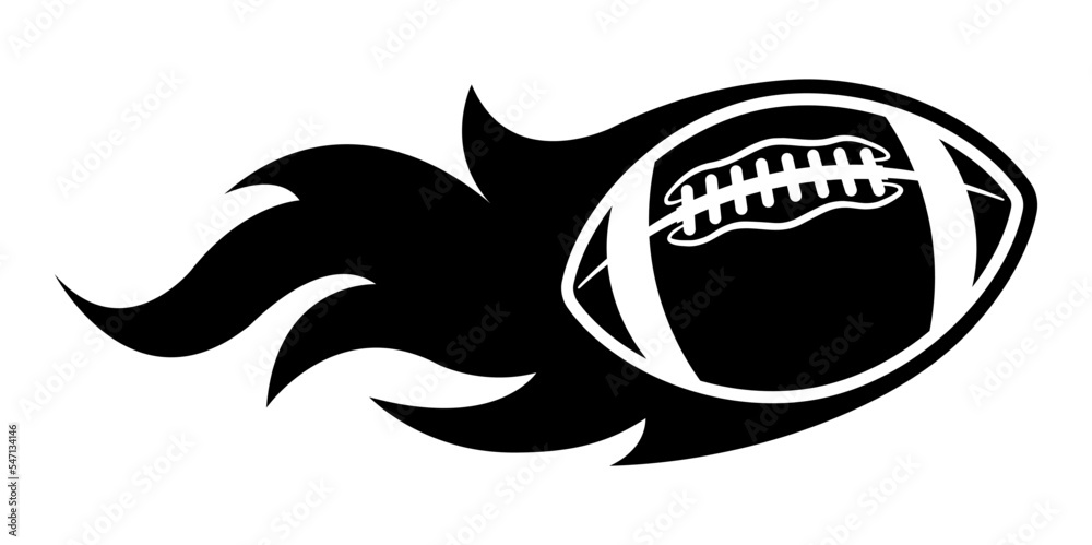 Black rugby ball vector image with tribal fire flame American football ...