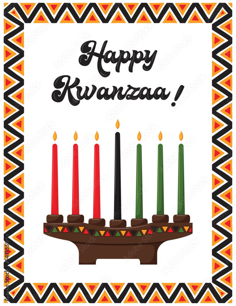 Happy Kwanzaa. Greeting card with traditional candle holder - Kinara ...