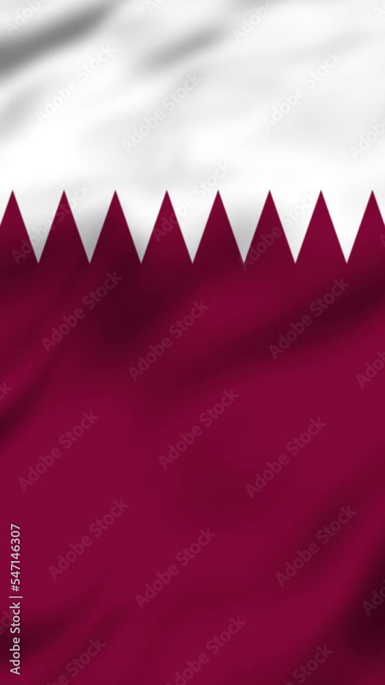 Vertical Flag of Qatar. Motion Loop video blowing in the wind. Background of the Vertical flag ...