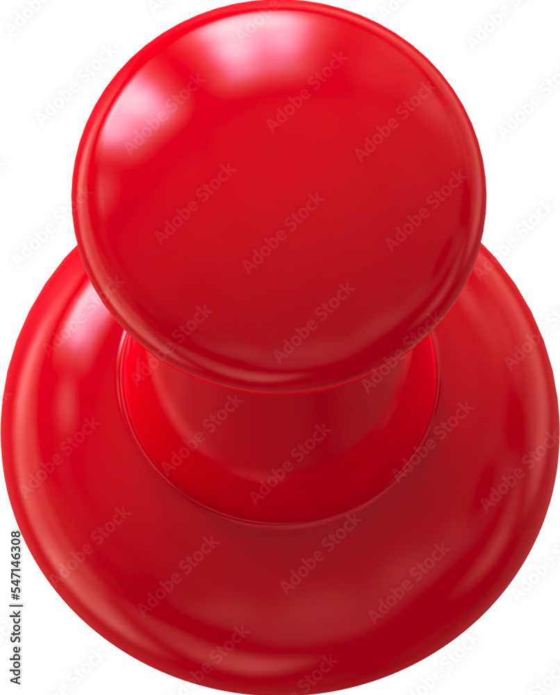 Red pin, push pin isolated on transparent background. 3D rendering ...