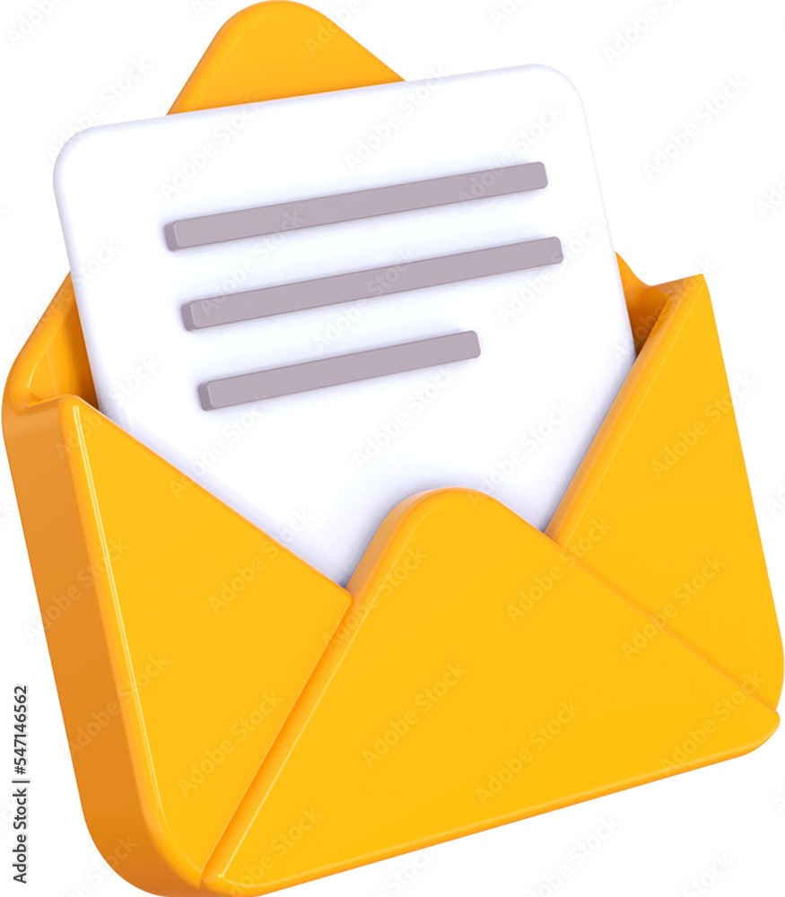 Email Icon. Open Envelope with Letter isolated on transparent ...