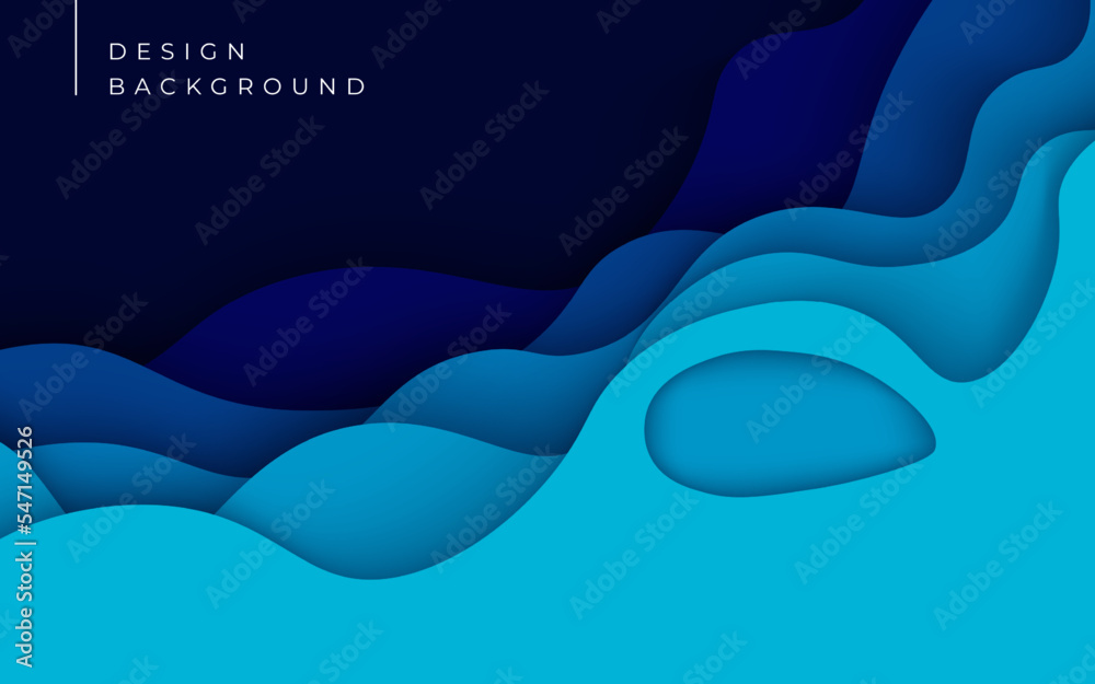 Multi layers blue texture 3D papercut layers in gradient vector banner ...