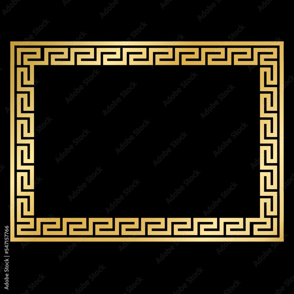 Greek Gold style border frame square frame with seamless vector ...