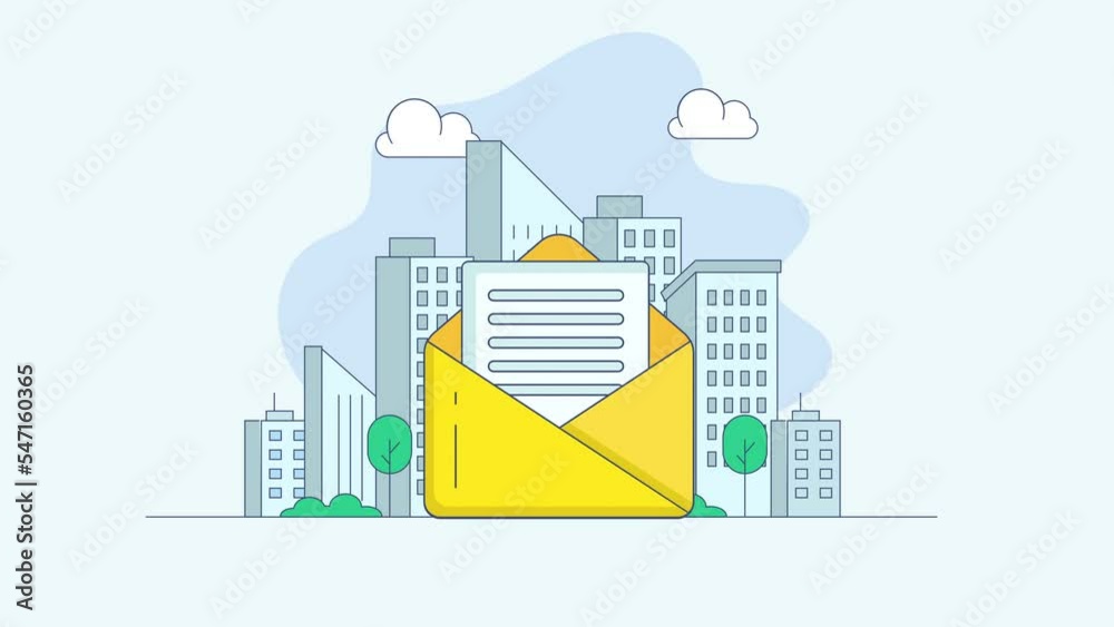 email and city line art concept design animation. Stock Video | Adobe Stock