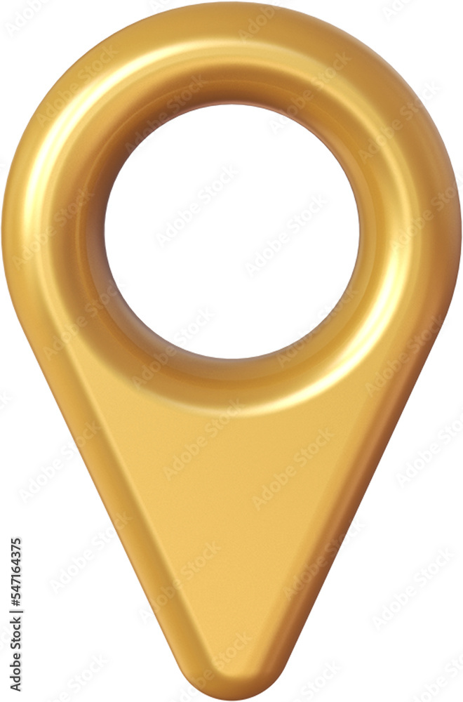 Gold location pin isolated on transparent background. 3D rendering ...